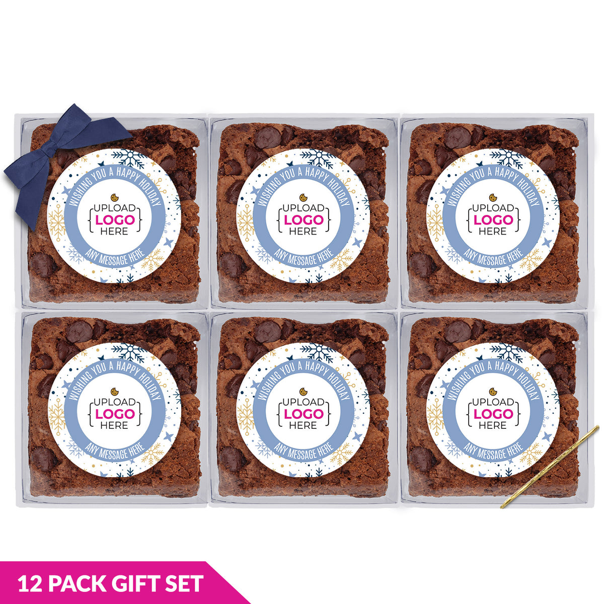 Chocolate Chip Fudge Brownies W/Full Color Personalized Sticker Gift ...