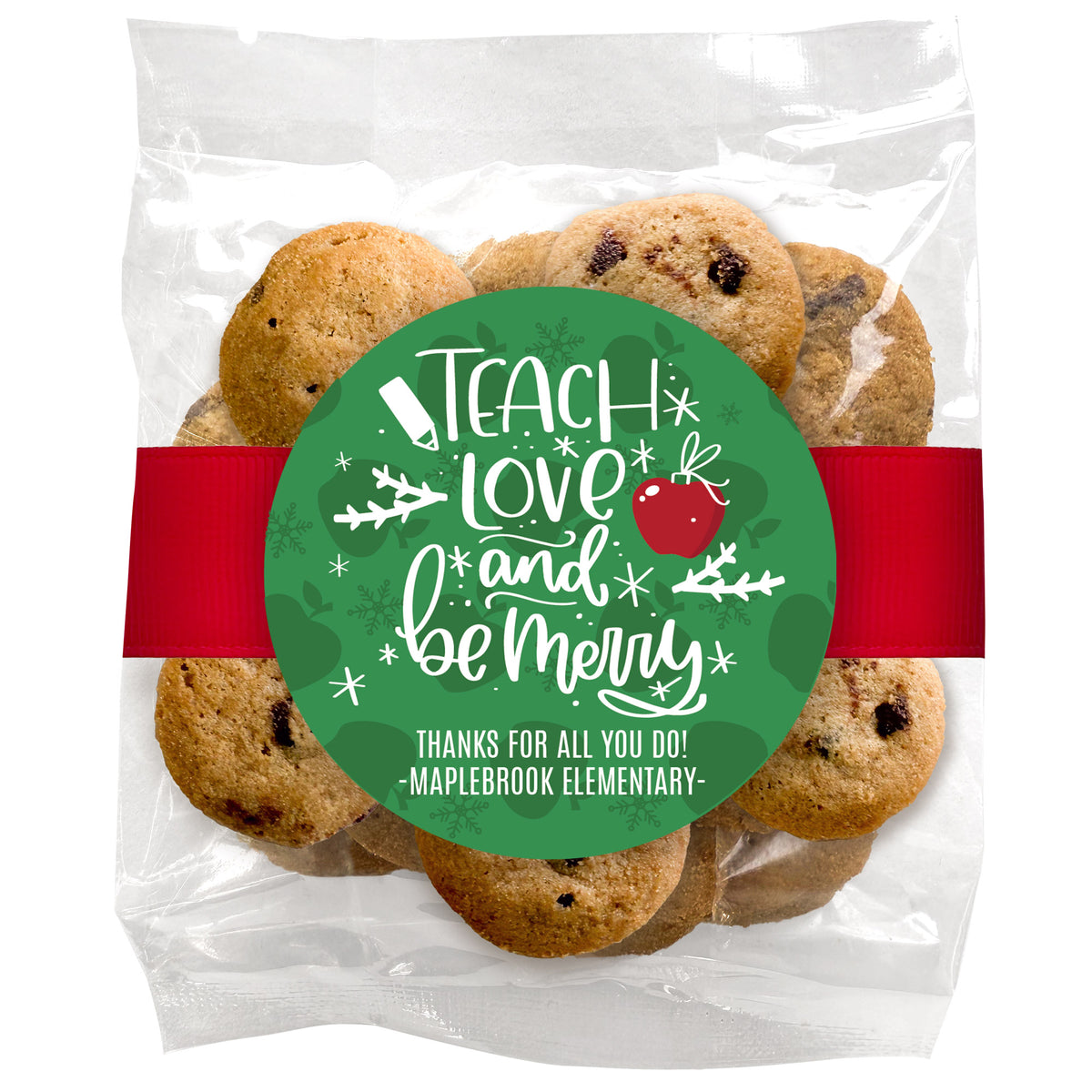 Teacher Christmas Mini Cookie Gift Bags | Bite-Sized Chocolate Chip ...