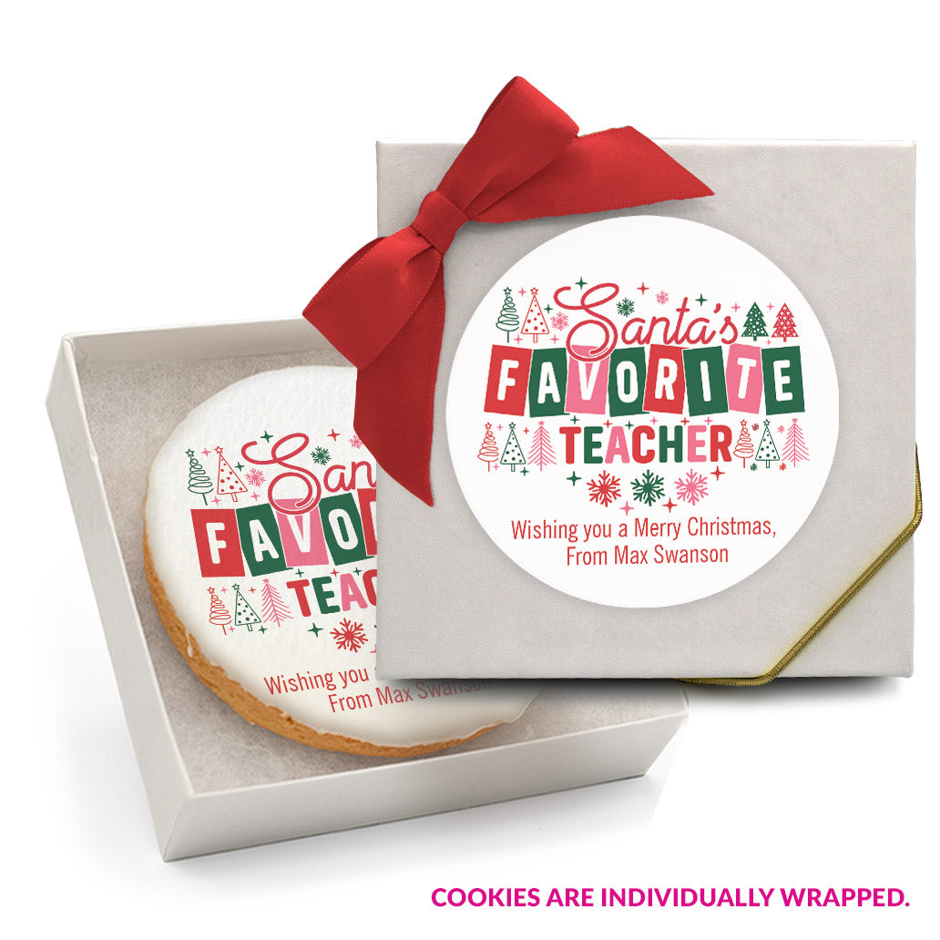 Teacher Christmas Cookie Favor Boxes | Personalized Printed Sugar ...