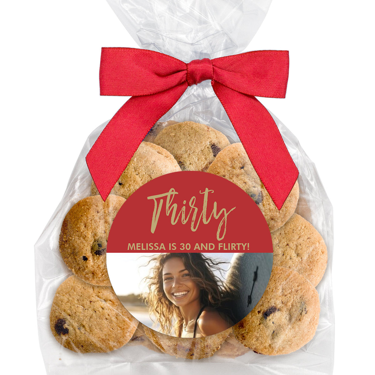 Cursive (Age Choice) Birthday Photo Upload – Mini Chocolate Chip Cookie ...