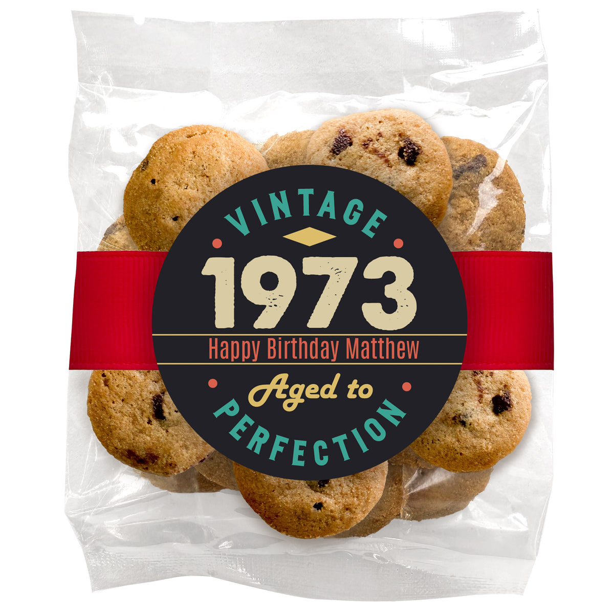 Milestone Birthday Mini Cookie Gift Bags | Bite-Sized Chocolate Chip ...