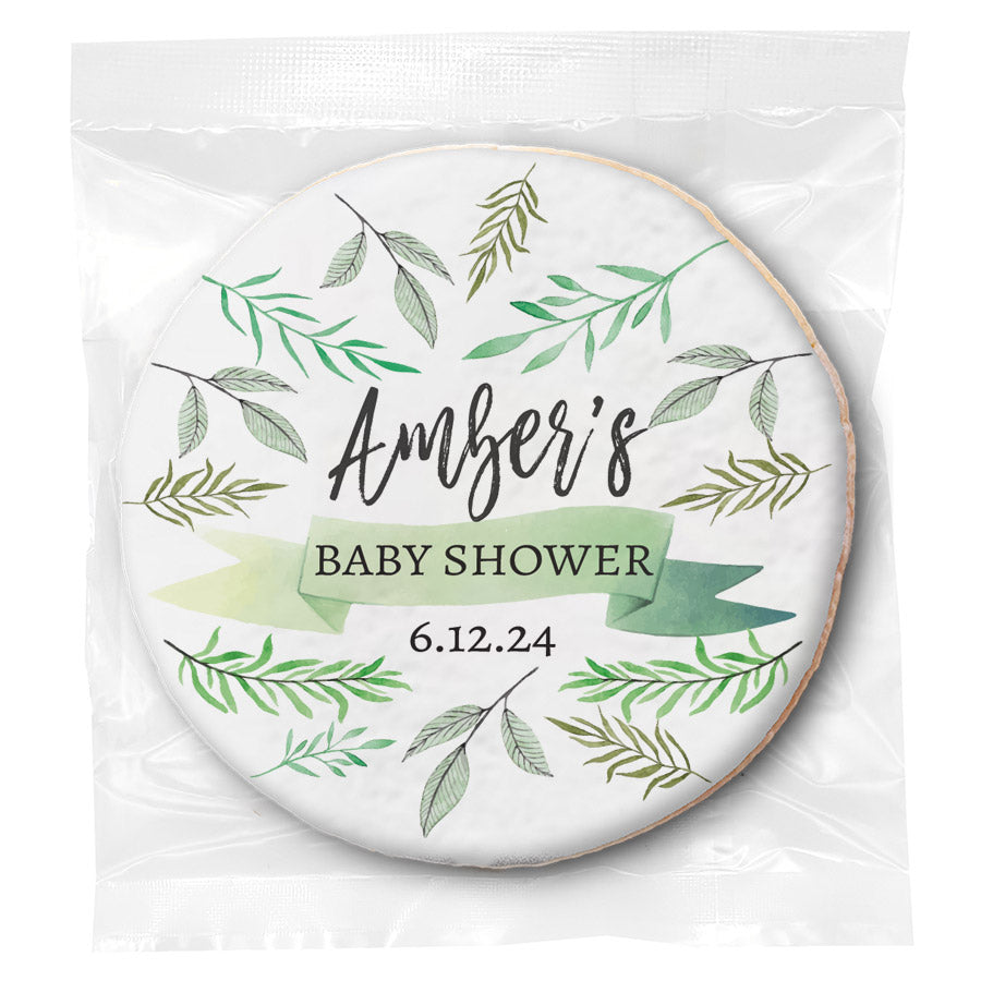 Botanical Baby Shower - Personalized Round Sugar Cookie - Print-On ...