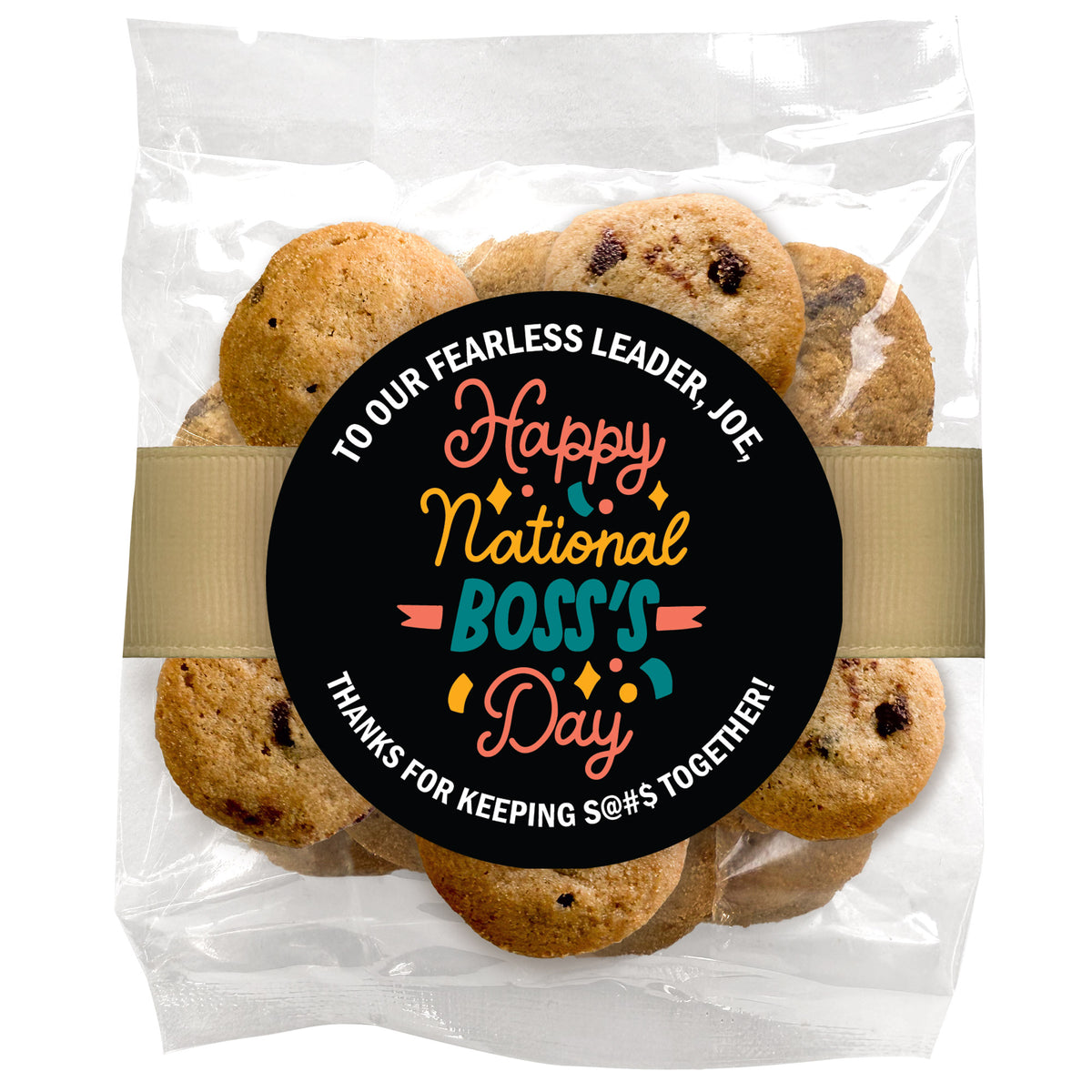 Boss Day Mini Cookie Gift Bags | Bite-Sized Chocolate Chip Cookies ...