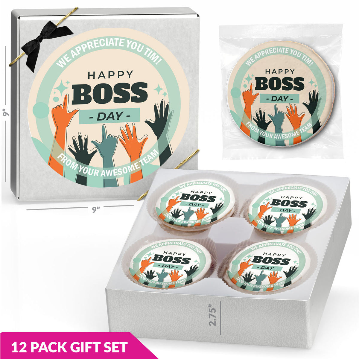 Boss Day Appreciation Cookies | Personalized Printed Sugar Cookie Gift ...