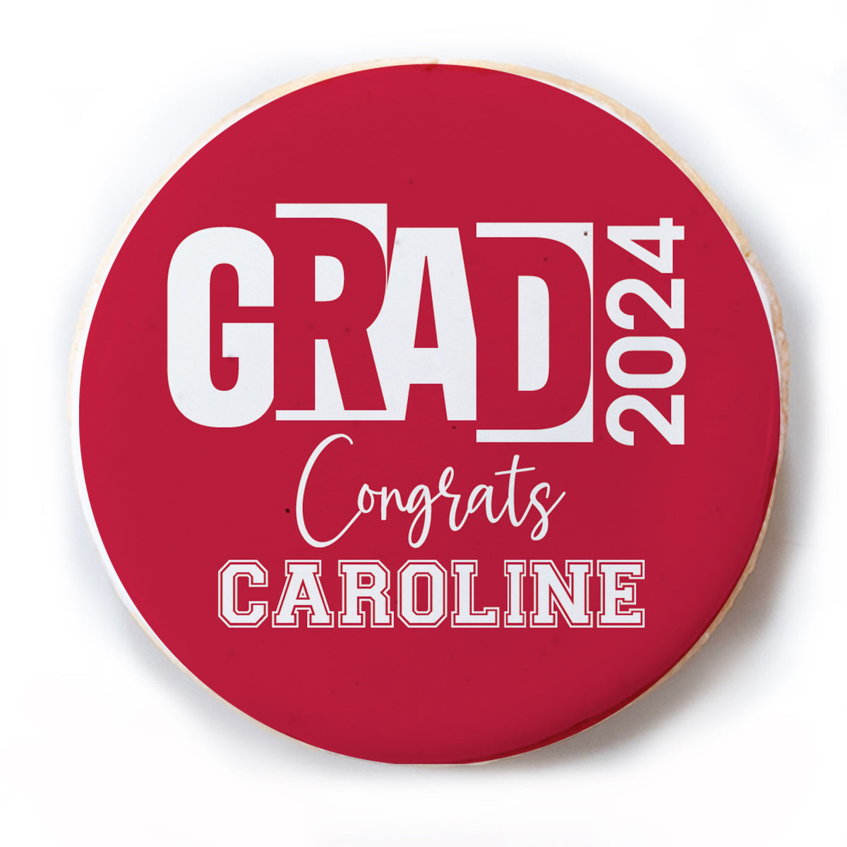 Grad Block Letters - Personalized Direct Print On Round Sugar Cookie ...