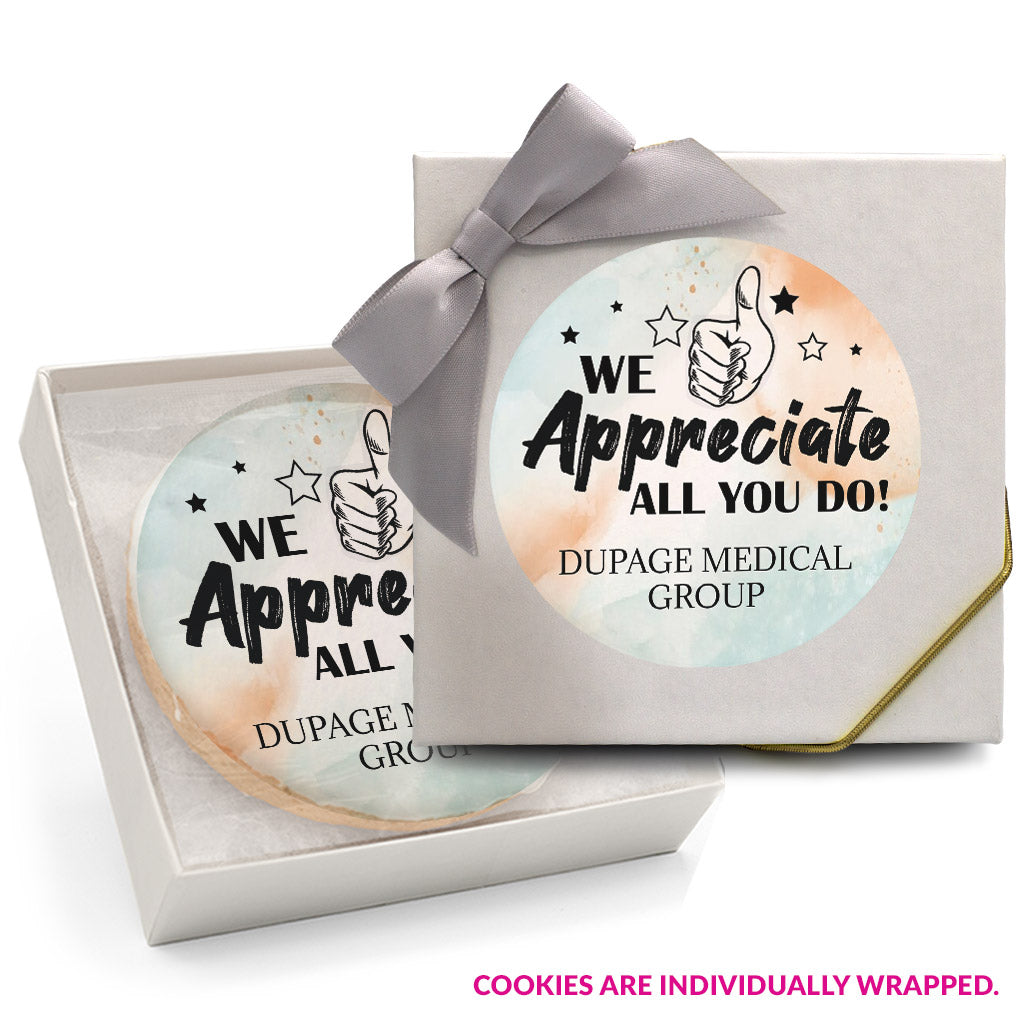 We Appreciate All That You Do – Personalized Round Sugar Cookie Gift ...