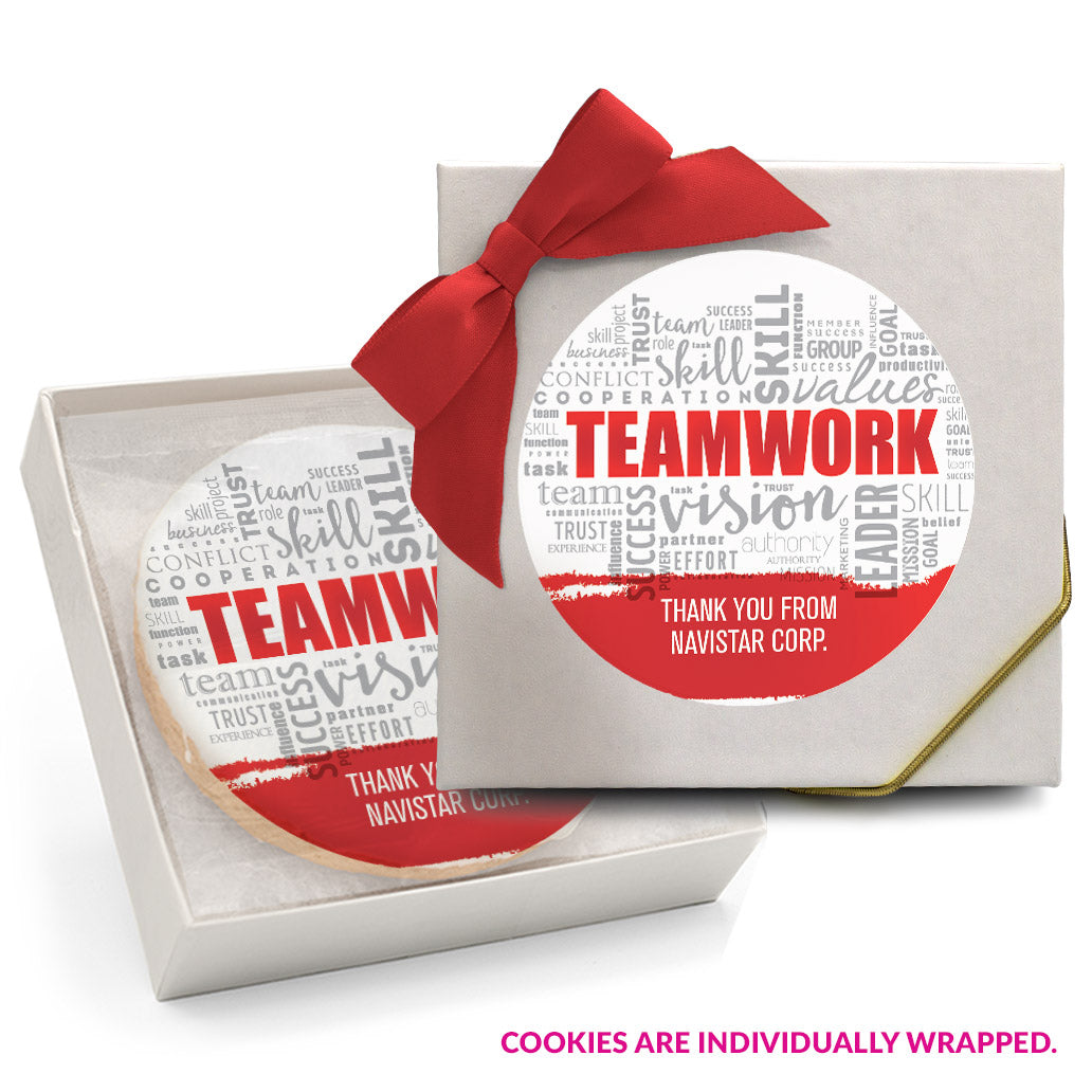 Team Work – Personalized Round Sugar Cookie Gift with Favor Box ...