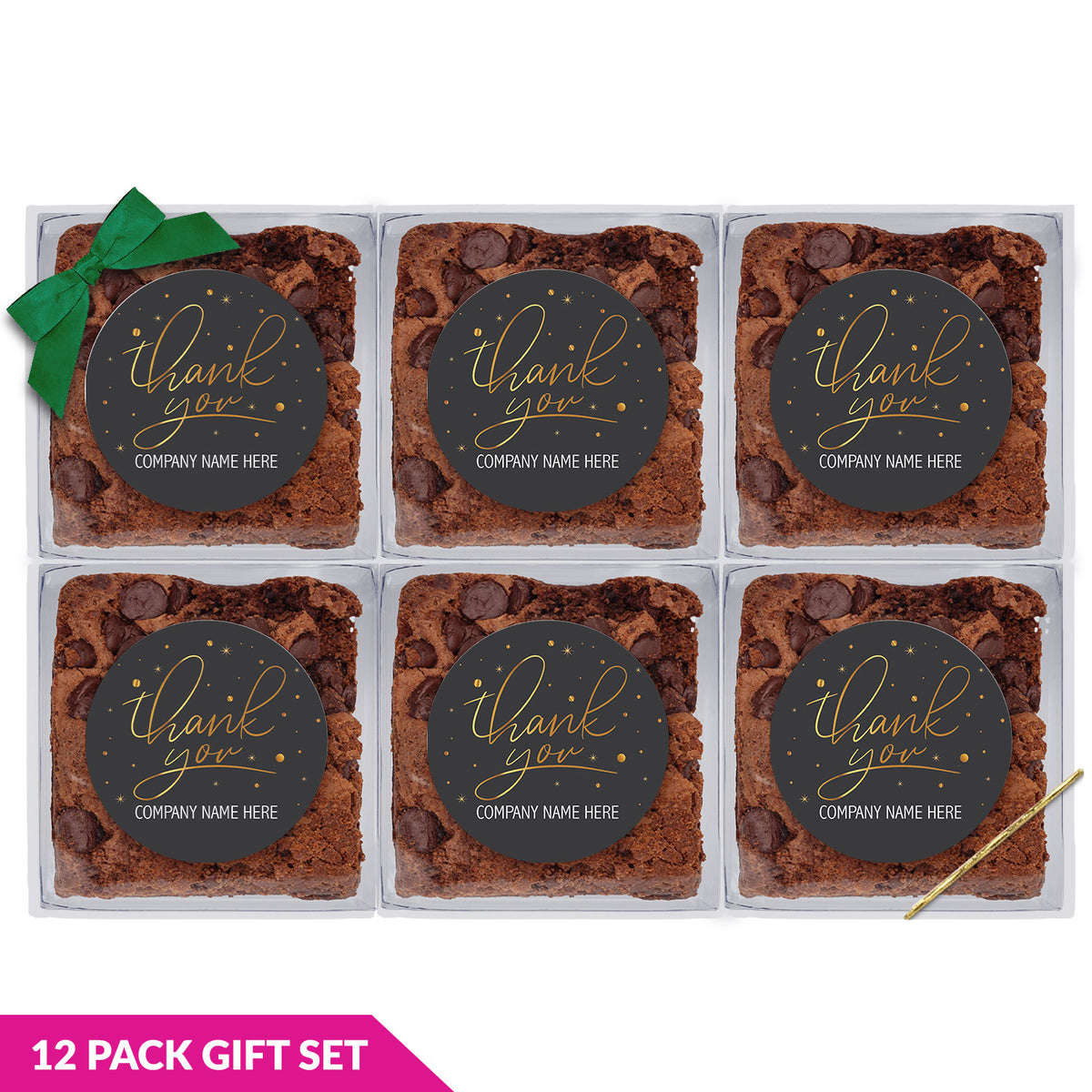 Gold Script Thank You Brownie Gift Sets | Personalized Chocolate Chip ...