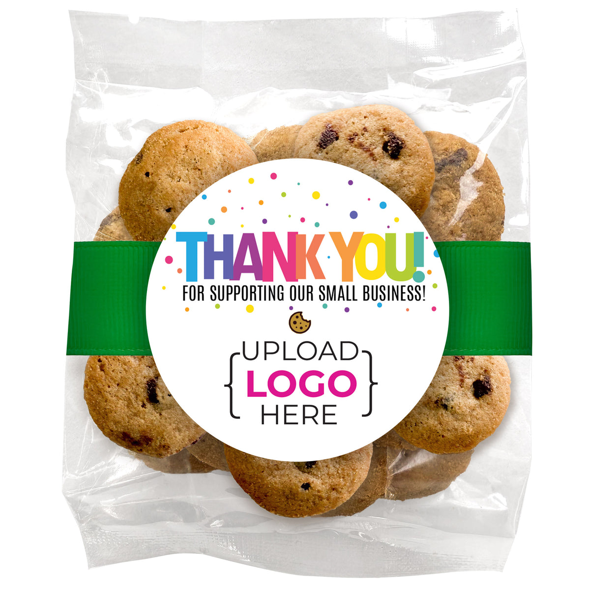 Colorful Thank You Logo Upload Bite-Sized Chocolate Chip Cookies (2 oz ...