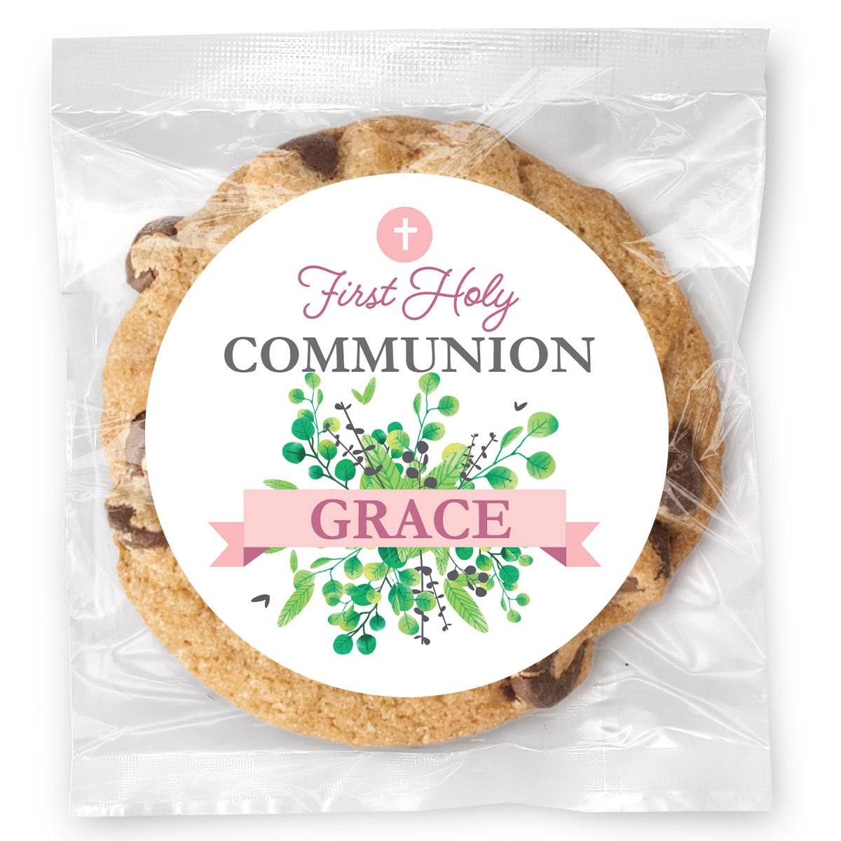 First Holy Communion Greenery Banner Girl - Gourmet Chocolate Chip Or ...