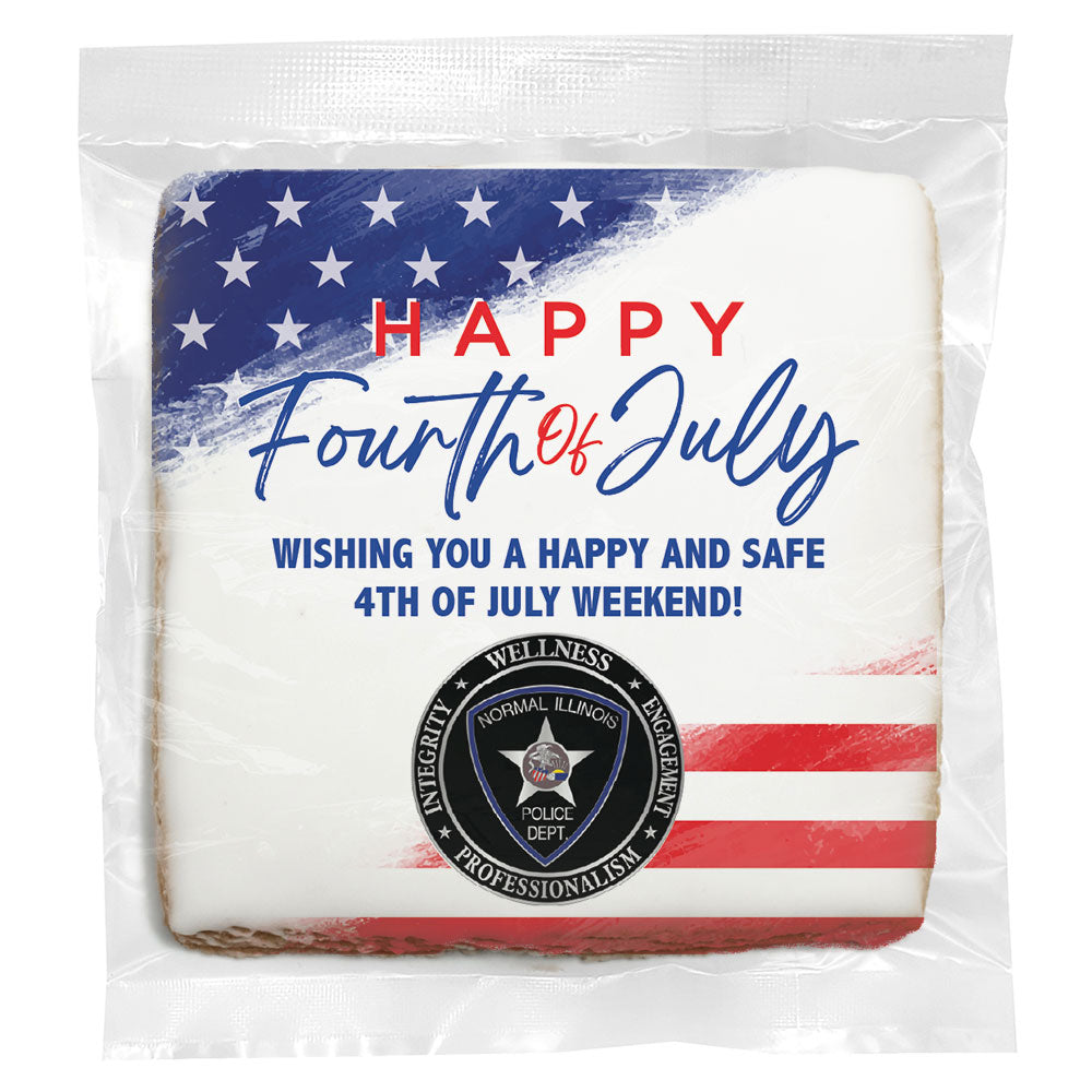 Happy 4th of July Logo Upload & Message - Personalized Round Sugar ...