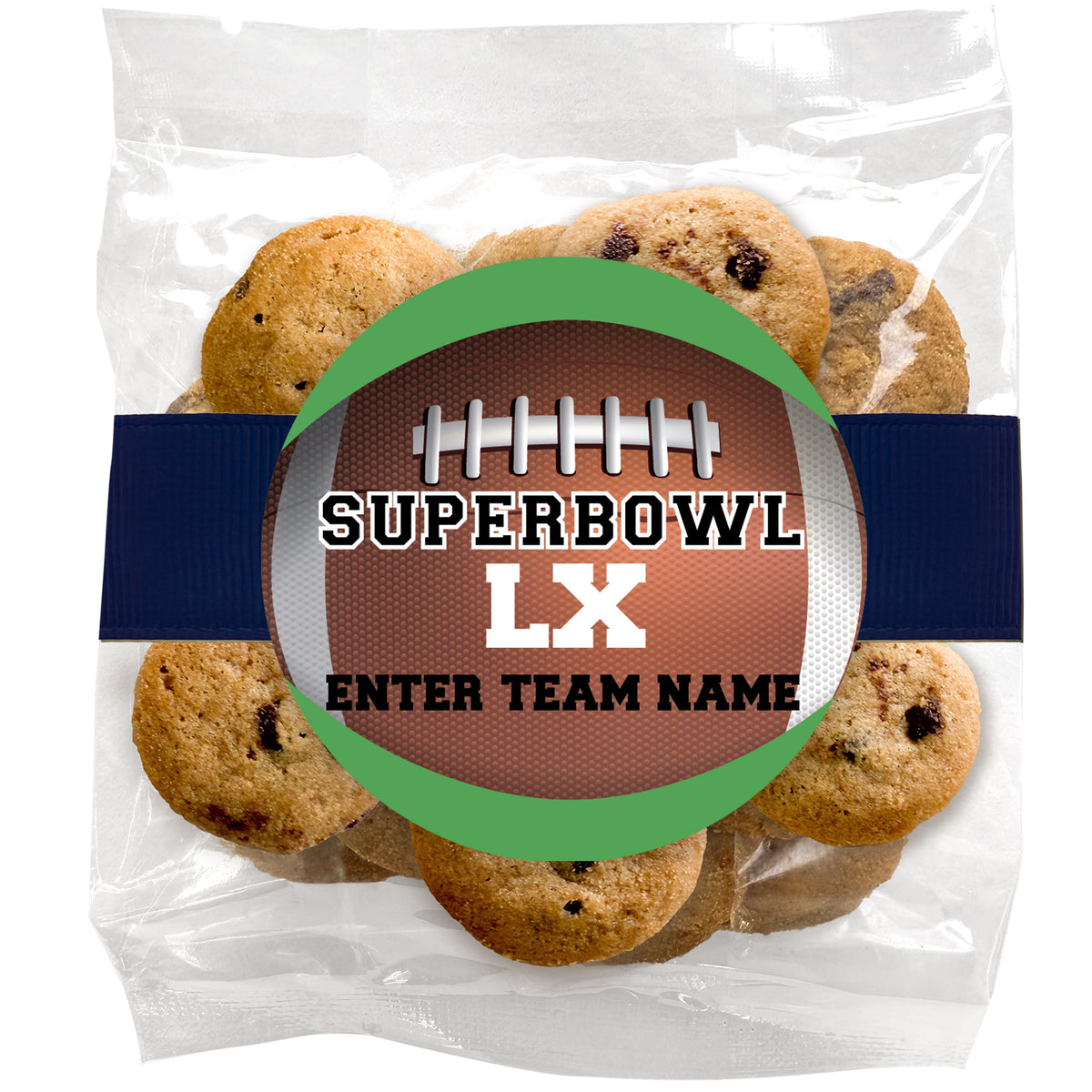 Football Big Game Any Message - Chocolate Chip Mini Cookies (2 oz) W ...