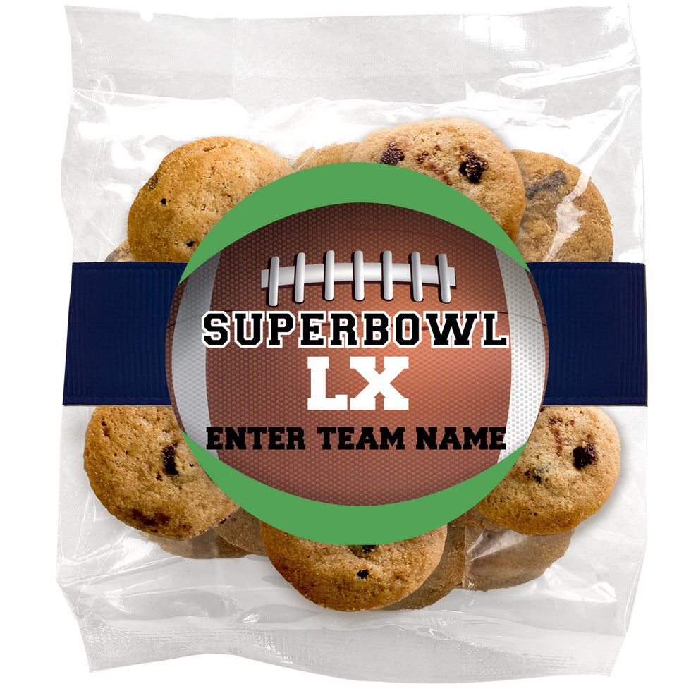Football Big Game Any Message - Bite-Sized Chocolate Chip Cookies (2 o ...