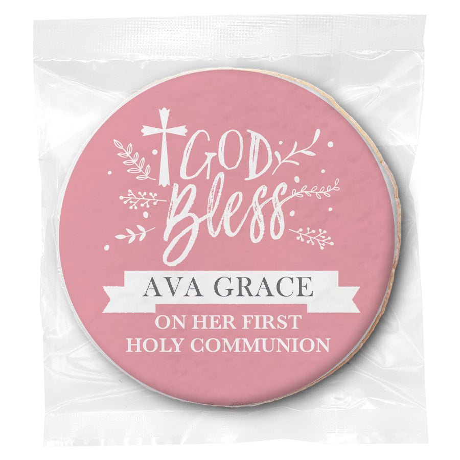 God Bless Banner Pink - Personalized Round Sugar Cookie – Incredible ...