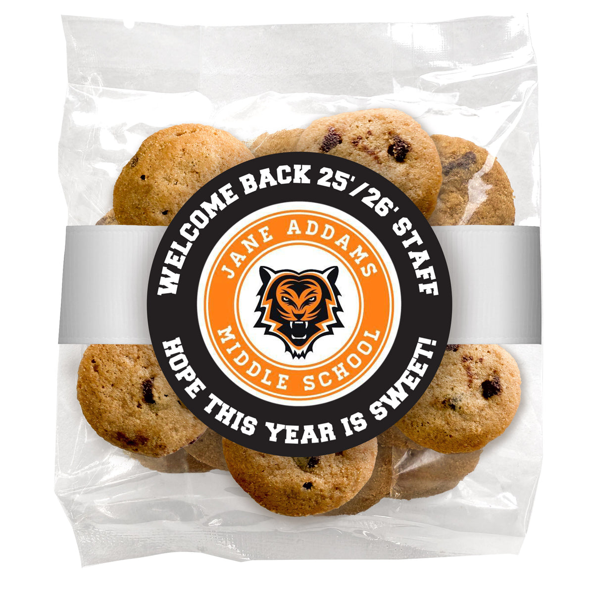 Back to School Logo & Message Upload Bite-Sized Chocolate Chip Cookies ...