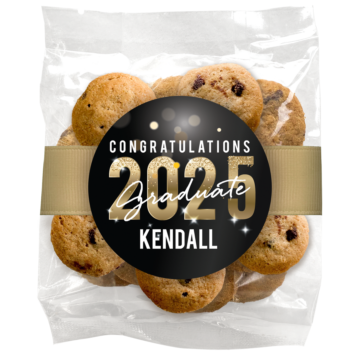 Gold Sparkle Congrats Bite-Sized Chocolate Chip Cookies (2 oz., approx ...