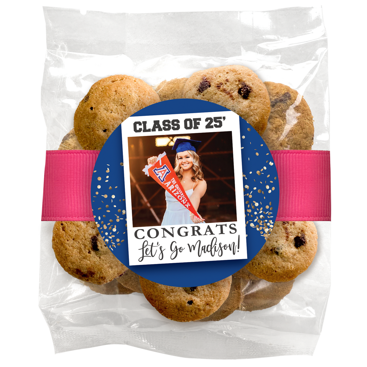 Graduation Photo Mini Cookie Gift Bags | Bite-Sized Chocolate Chip ...