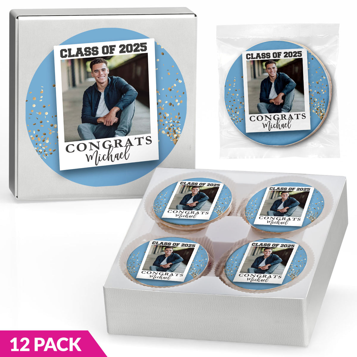 Personalized Direct Print on Round Sugar Cookie Gift Set Graduation ...