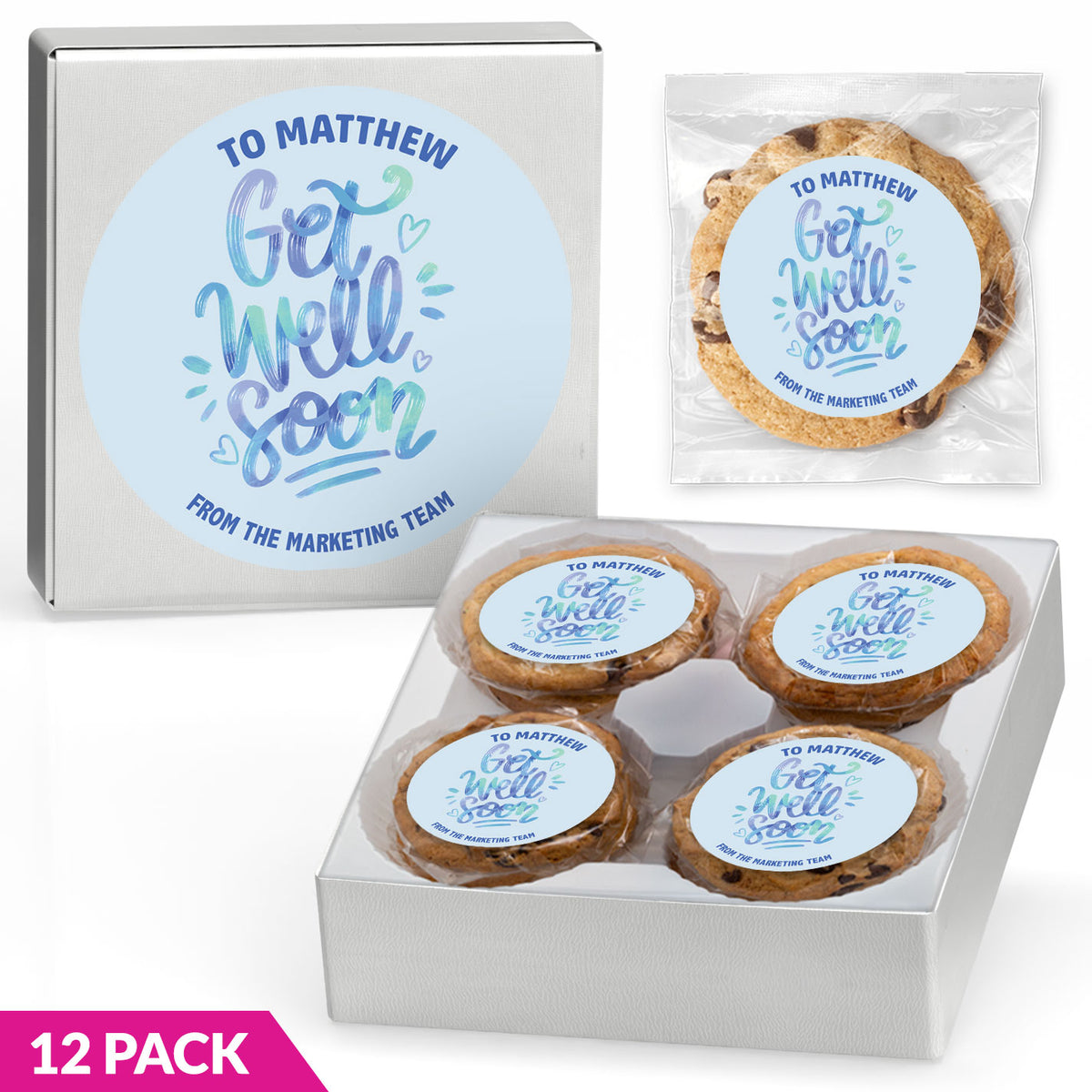Get Well Soon Blue Gradients - Gourmet Chocolate Chip or Variety Pack ...