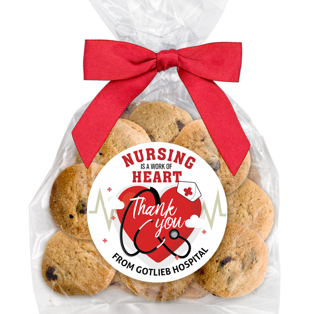 Nursing is a work of Heart Mini Chocolate Chip Cookies | Custom Sticker ...