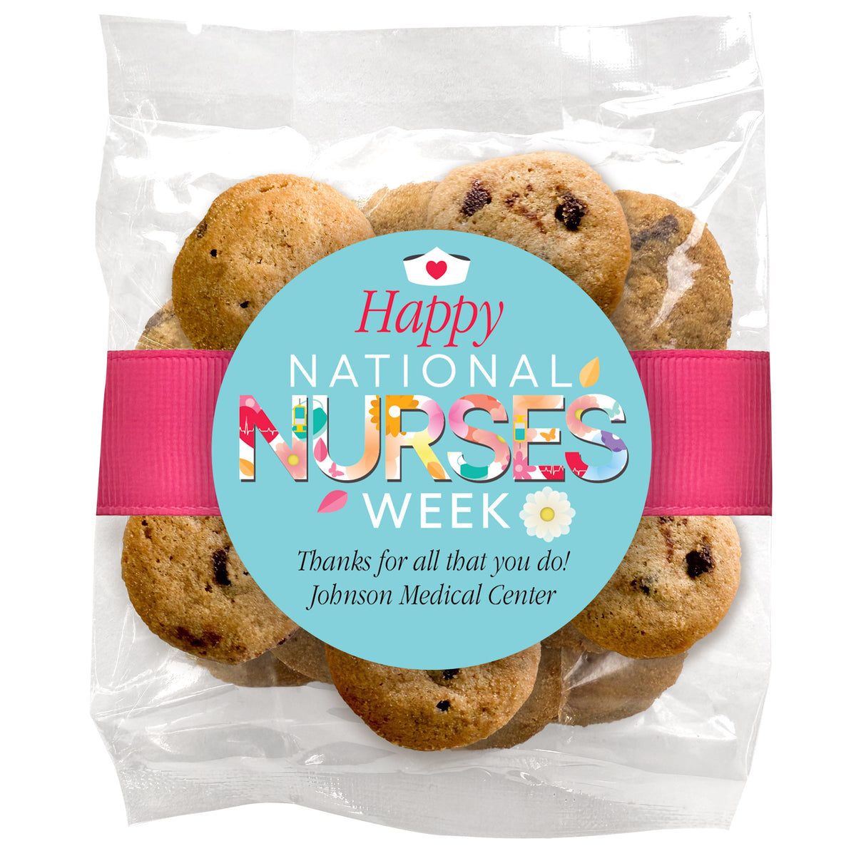 Happy Nurse's Week Floral Mini Cookie Gift Bags | Mini Chocolate Chip ...