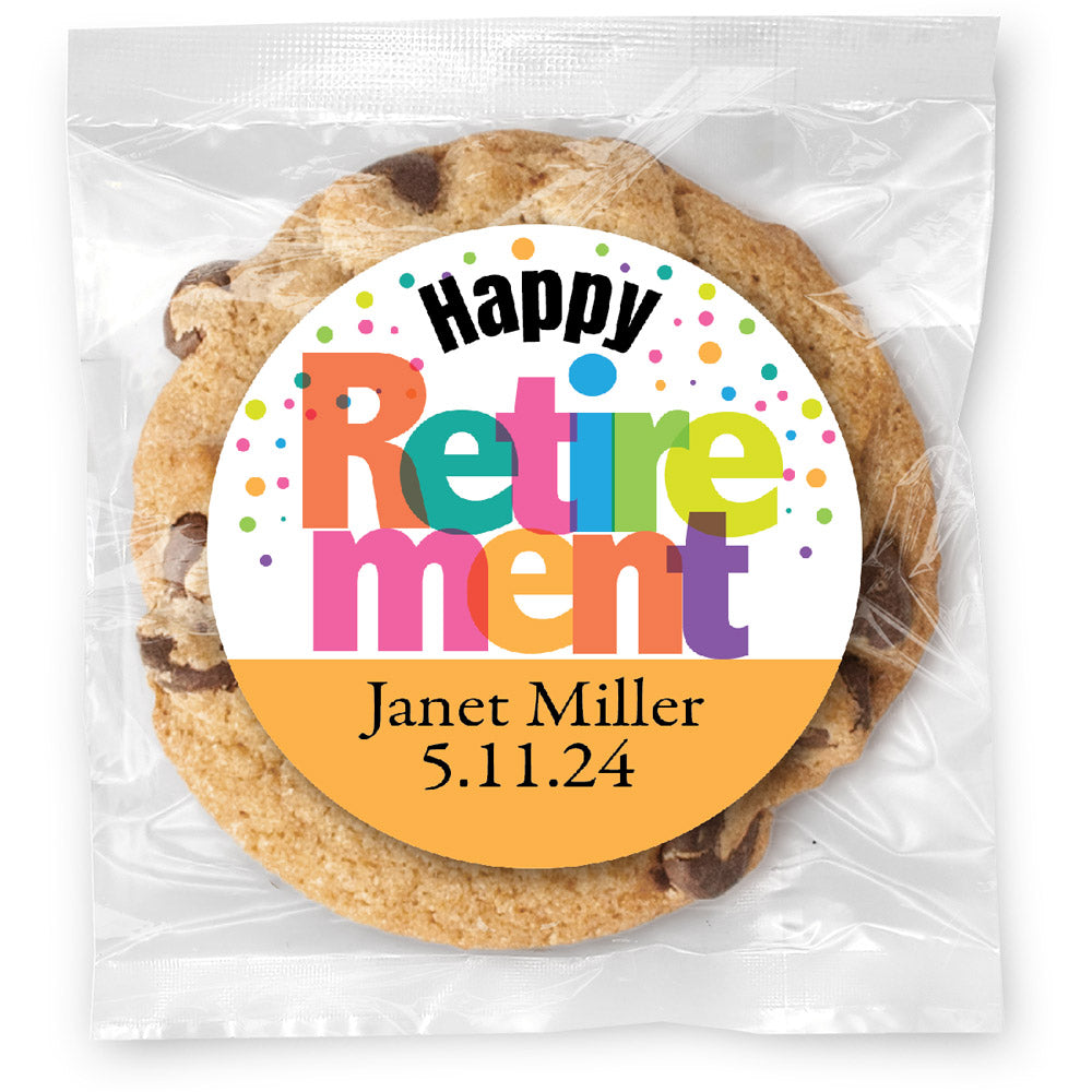 Happy Retirement Colors Chocolate Chip Cookie – Personalized Gift Pack ...