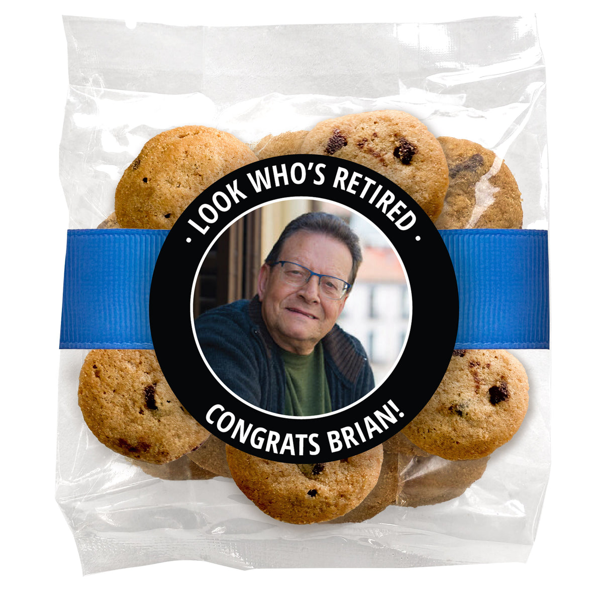 Retirement Photo Mini Cookie Gift Bags | Bite-Sized Chocolate Chip ...