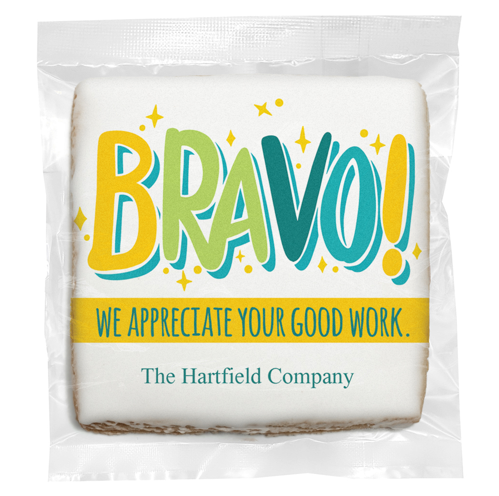 Bravo Good Work Sugar Cookie – Personalized Square Cookie with Custom ...