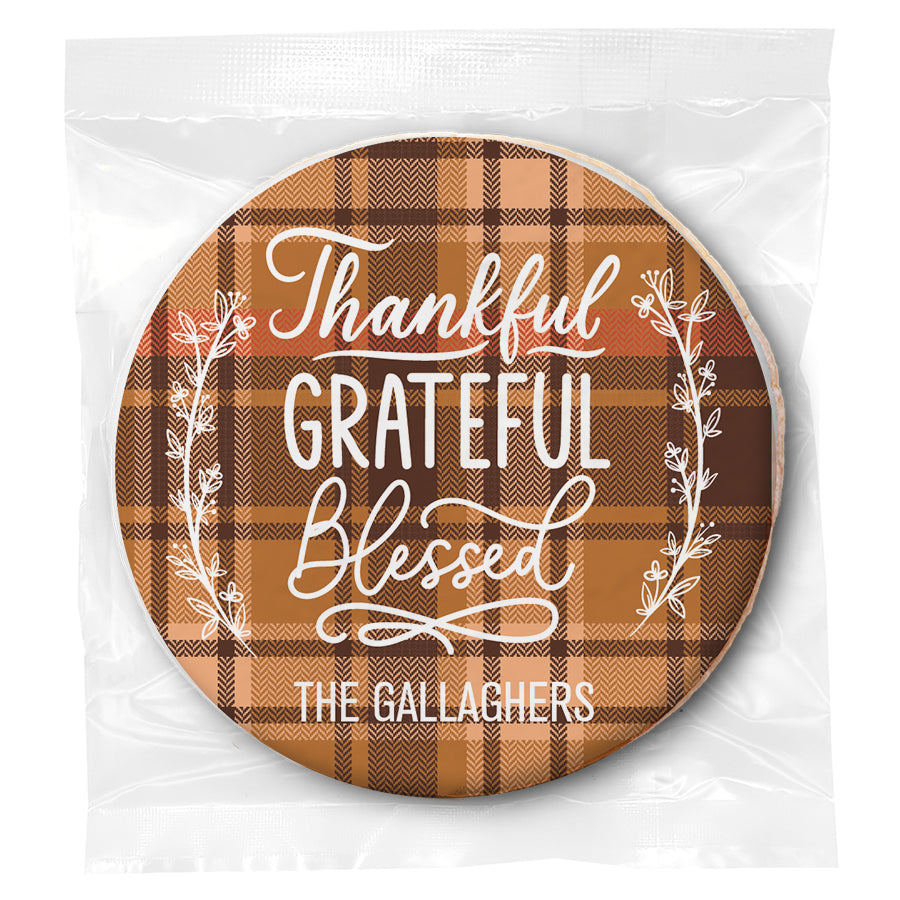 Thankful Grateful Blessed - Personalized Round Sugar Cookie ...