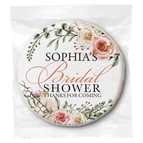 Pastel Floral Bridal Shower - Personalized Round Sugar Cookie ...
