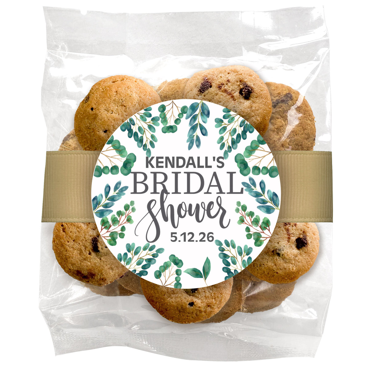 Bridal Shower Mini Cookie Gift Bags | Bite-Sized Chocolate Chip Cookies ...