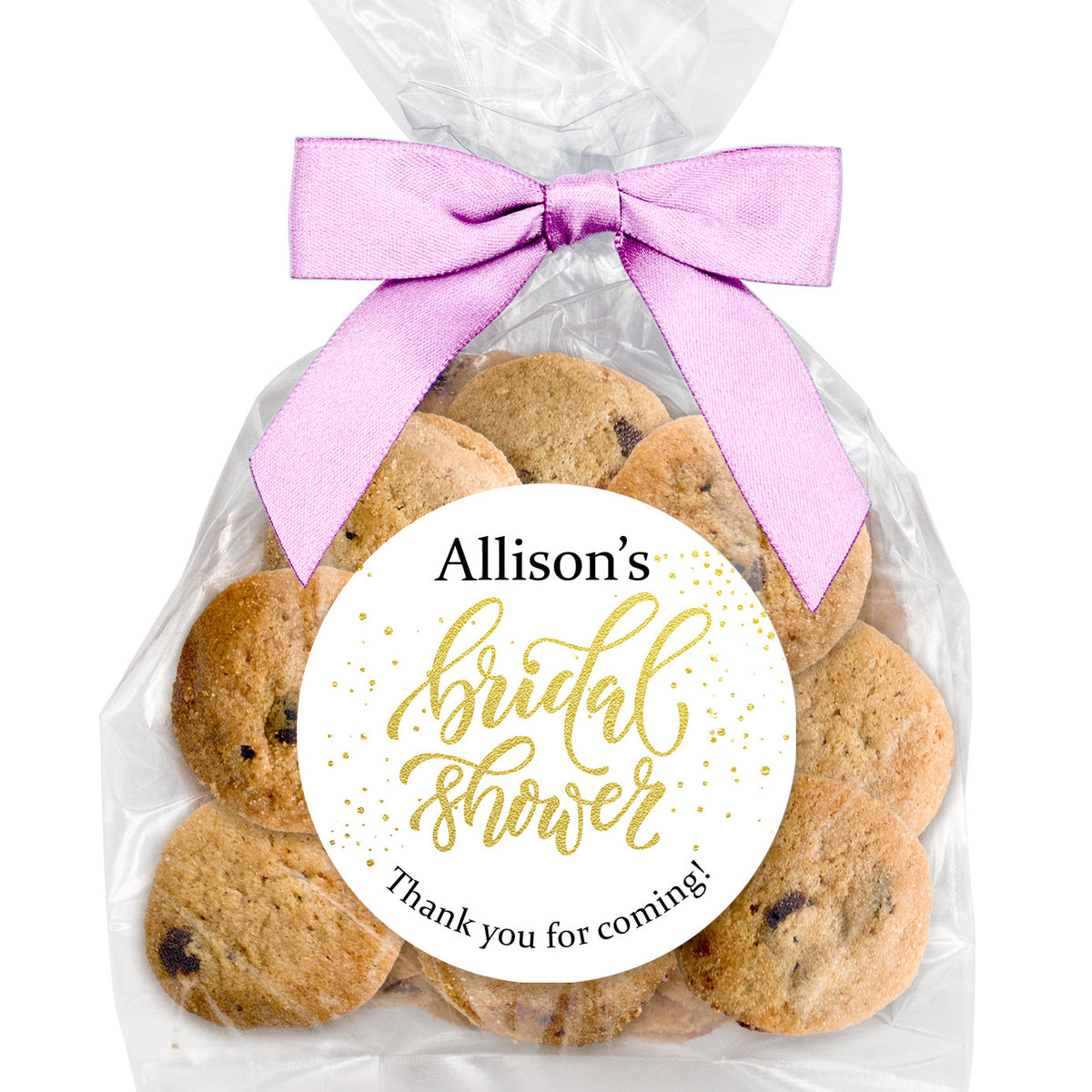 Gold Sparkle Bridal Shower - Bite-Sized Chocolate Chip Cookies (3 oz ...