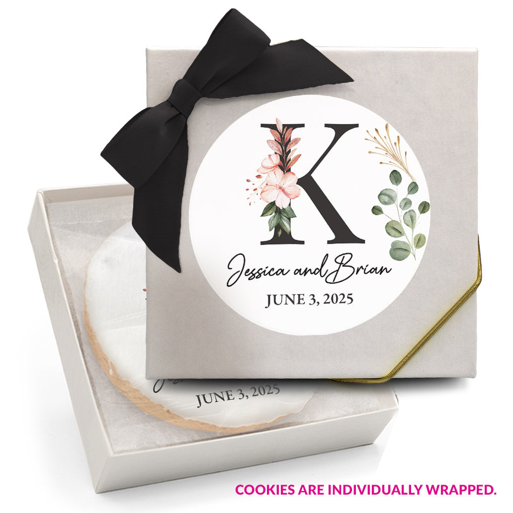Wedding Muted Floral Monogram - Personalized Direct Print On Round Sug ...