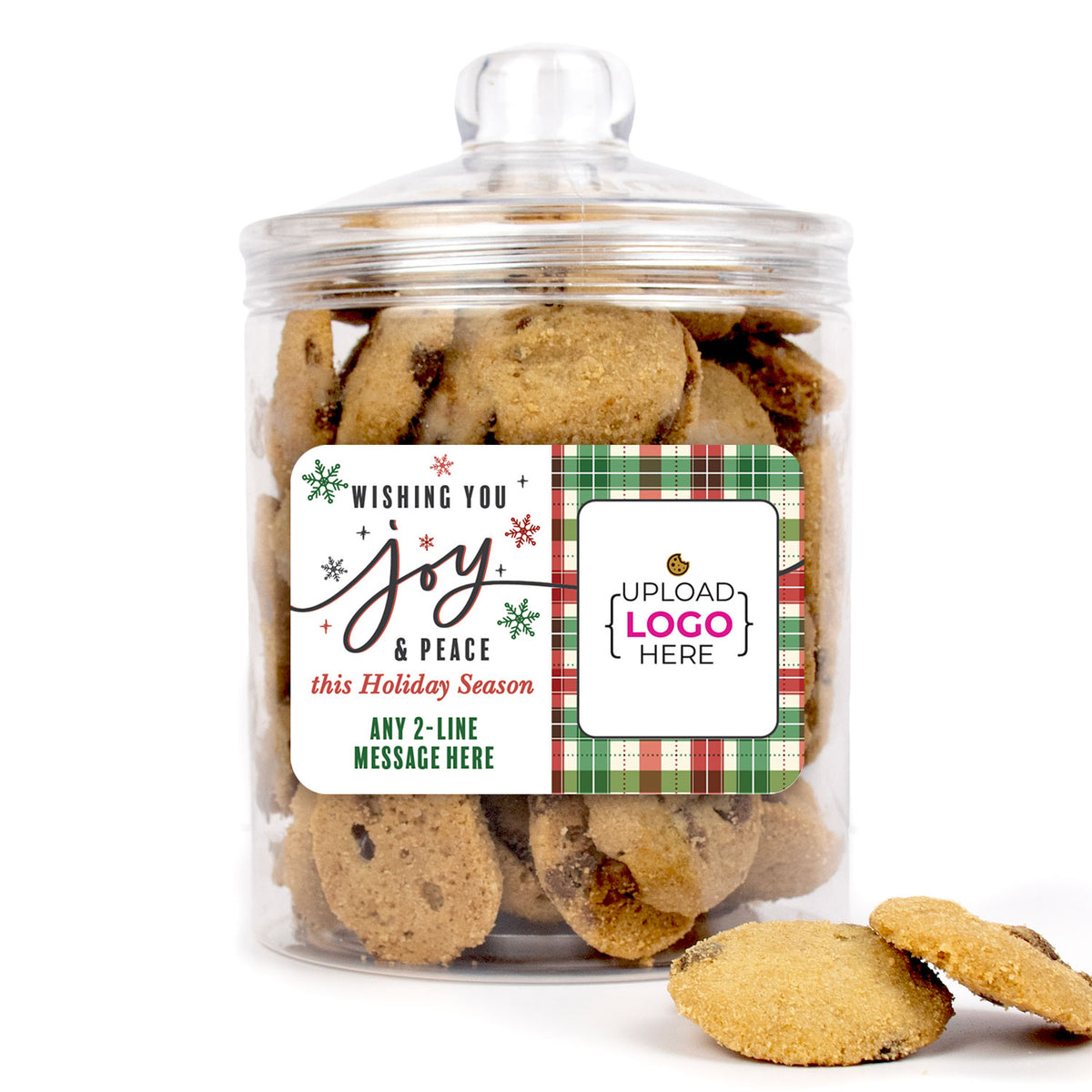 Joy & Peace Logo Upload - Custom Cookie Jar filled with Bite-Sized Coo ...