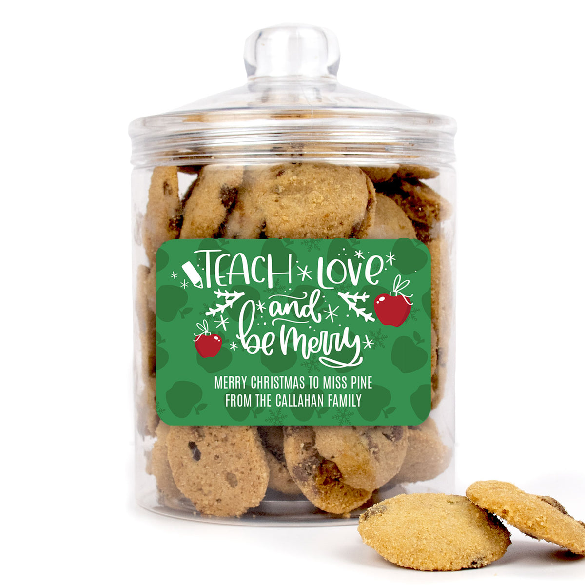 Teach, Love and Be Merry - Custom Cookie Jar filled with Bite-Sized Co ...