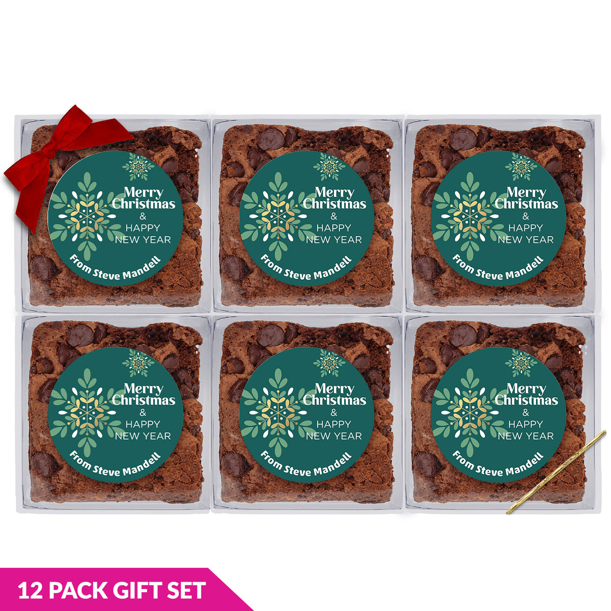 Christmas Brownie Gift Sets | Personalized Chocolate Chip Fudge ...