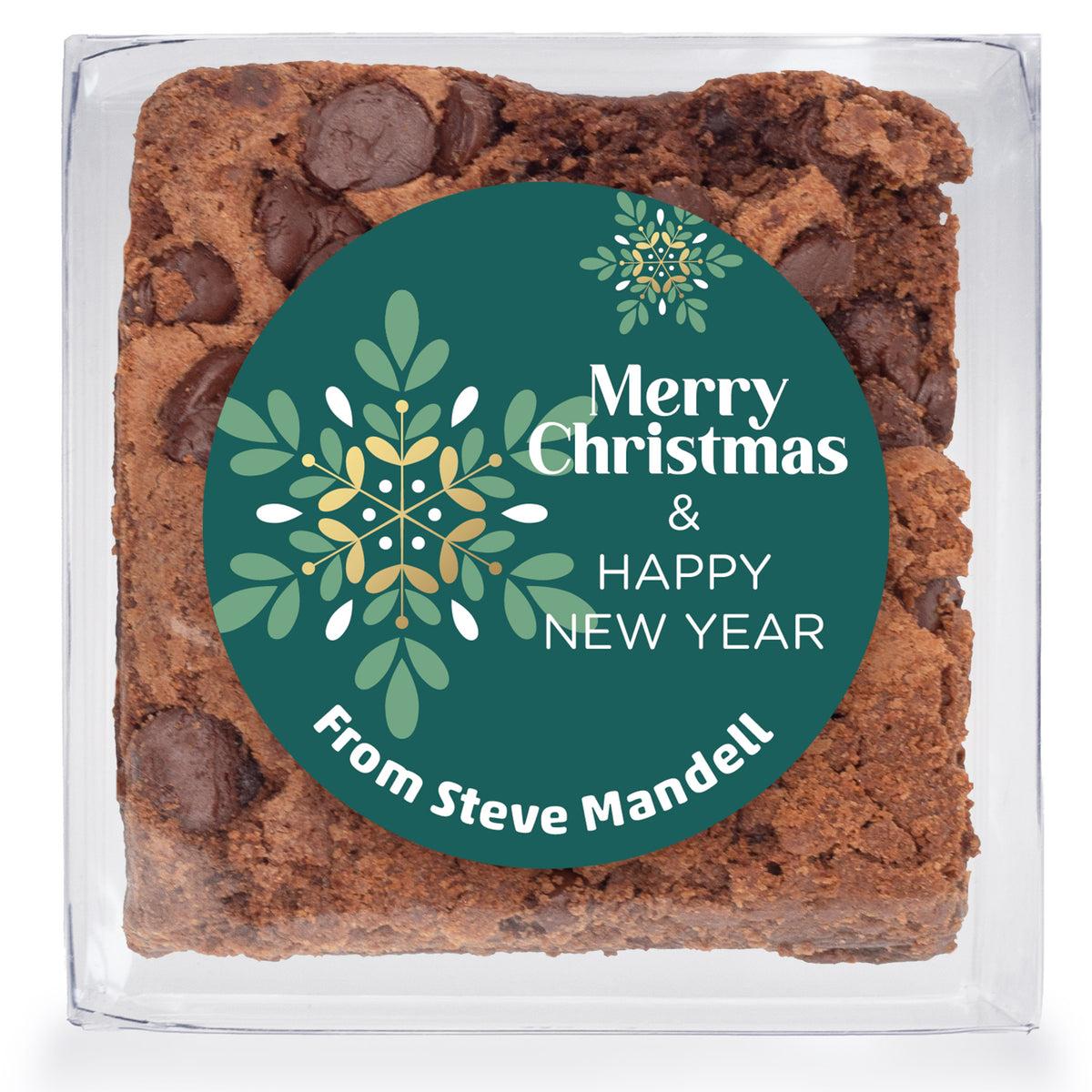 Merry Christmas & Happy New Year Snowflake Brownies | Personalized ...