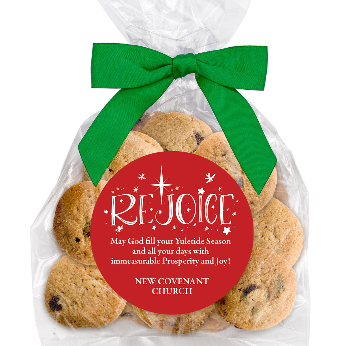 Rejoice Christmas Mini Cookie Gift Bag and Bow | Mini Chocolate Chip ...