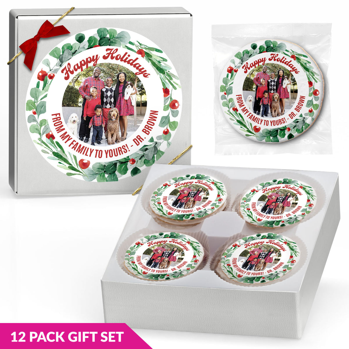 Holiday Wreath Photo Cookies | Personalized Printed Sugar Cookie Gift ...